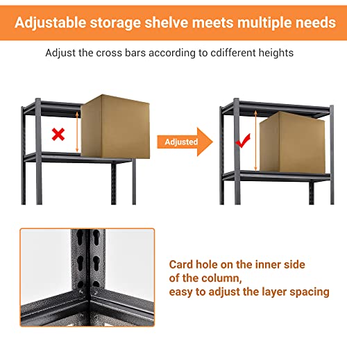 5-Tier Garage Shelving,Garage Storage Heavy Duty Shelving,Adjustable Metal Storage Shelf Units and Storage,Heavy Duty Metal Shelving,Metal Shelves Rack Warehouse Industrial Storage 63*31.5*15.7 Inch