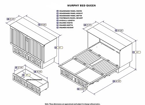 AFI, Sydney Modern Coastal Queen Solid Wood Murphy Bed Chest with Mattress in White