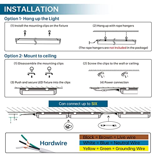 Barrina LED Shop Light, 4FT 40W 5000LM 5000K with Reflectors, V Shape LED Shop Lights, Daylight White LED for Garage Lights, Clear Cover LED Ceiling Light, T8 Integrated Light Fixture
