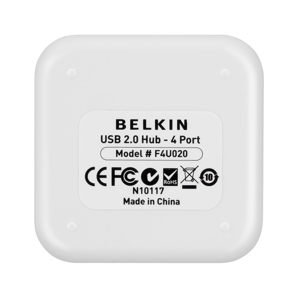 Belkin 4-Port USB Hub - Powered Desktop USB Docking Station - USB Adapter supports USB A, USB 2.0 and USB 1.1 - USB Charging Hub - USB Splitter for USB Drives, Keyboards and Mice - Powered USB Hub