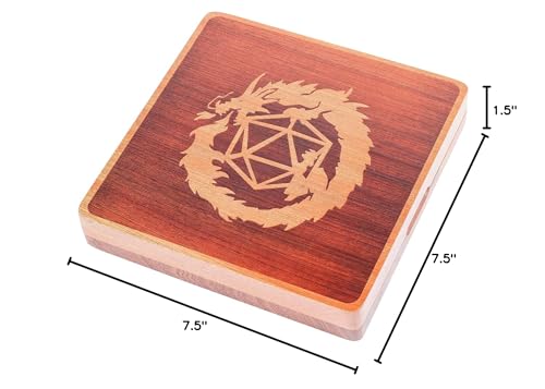 3DEGOS Portable Dragon Wooden Dice Box, Dice Tray for Dungeons and Dragons, DND Dice Set, Gifts, D&D, D and D, Pathfinder, Accessories, D20, Polyhedral, Resin Dice, Metal Dice, Bag, Tower