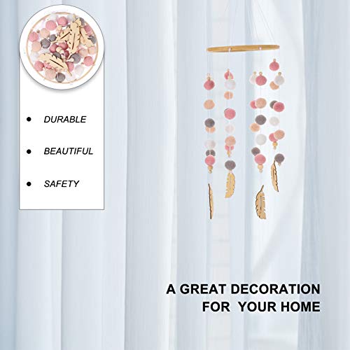 BESPORTBLE Mobile Wooden Further Pompom Ball Wind Chime Bed Bell Nursery Mobile Crib Ceiling Wooden Beads Wind Chime