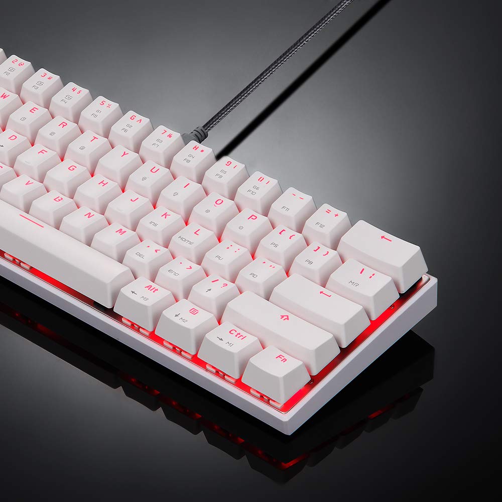 Motospeed CK62 61 Keys RGB Mechanical Keyboard USB Wired BT Dual Mode Gaming Keyboard Pink with OUTEMU Red Switches