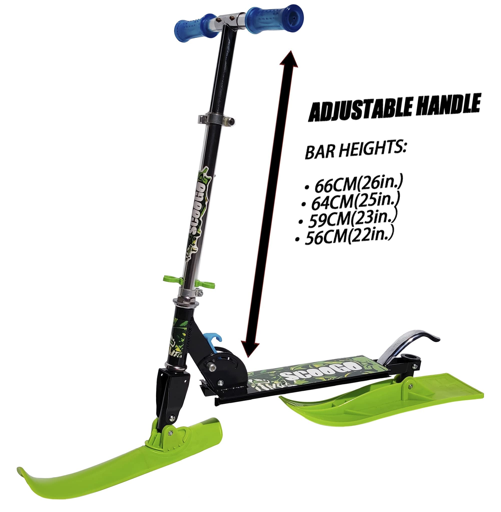 2 in1 Snow Sled Ski Scooter for Kids Compact Winter Snow Kick Ski Scooter