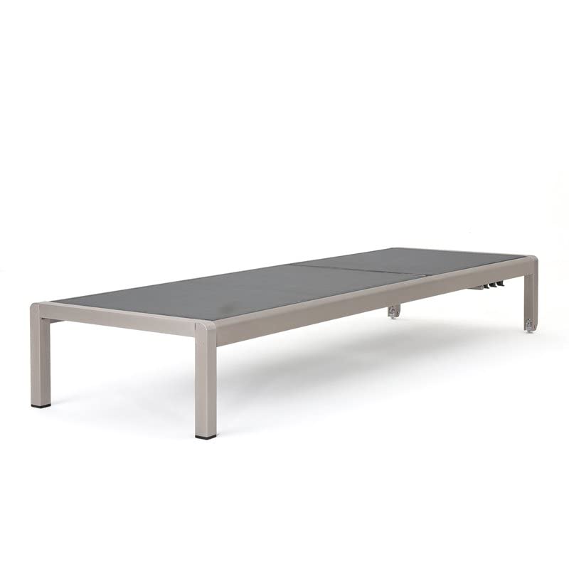 Christopher Knight Home Cape Coral Outdoor Mesh Chaise Lounges, 2-Pcs Set, Dark Grey / Silver