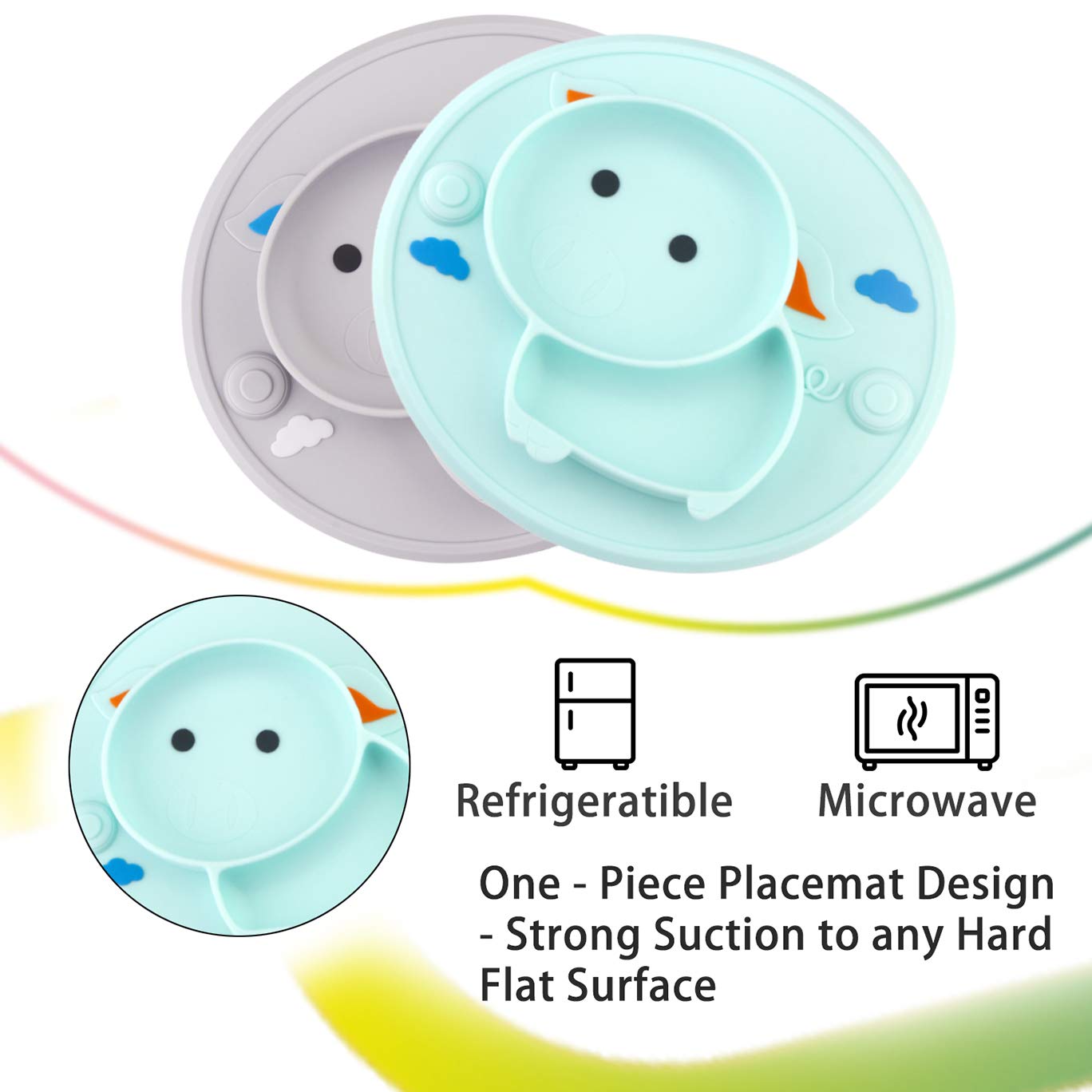 Baby Silicone Plate, Toddler Suction Plates Mini Plate Placemat for Kids and Infants Self Feeding, BPA Free, Microwave & Dishwasher Safe