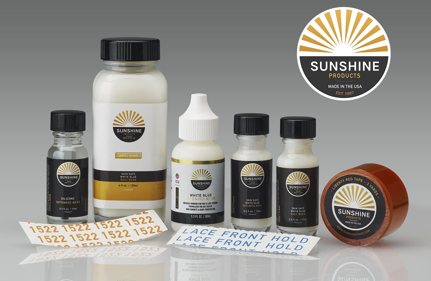 Sunshine Bond Thin Silicone Hair Replacement Adhesive - Extended Hold for Poly and Lace Hairpiece - 3-4 Weeks, Wig, Toupee Systems - Invisible, Waterproof Bonding Glue (.5oz) | Made in USA