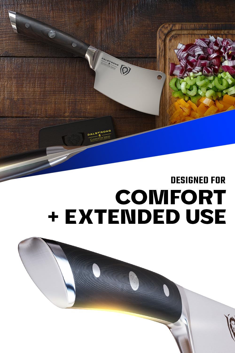 Dalstrong Meat Cleaver Knife -4.5"- Gladiator Series Elite-Heavy Duty Giftable Kitchen Knife - Black Handle-Razor Sharp Knife-Forged High Carbon German Steel -w/Sheath-NSF Certified