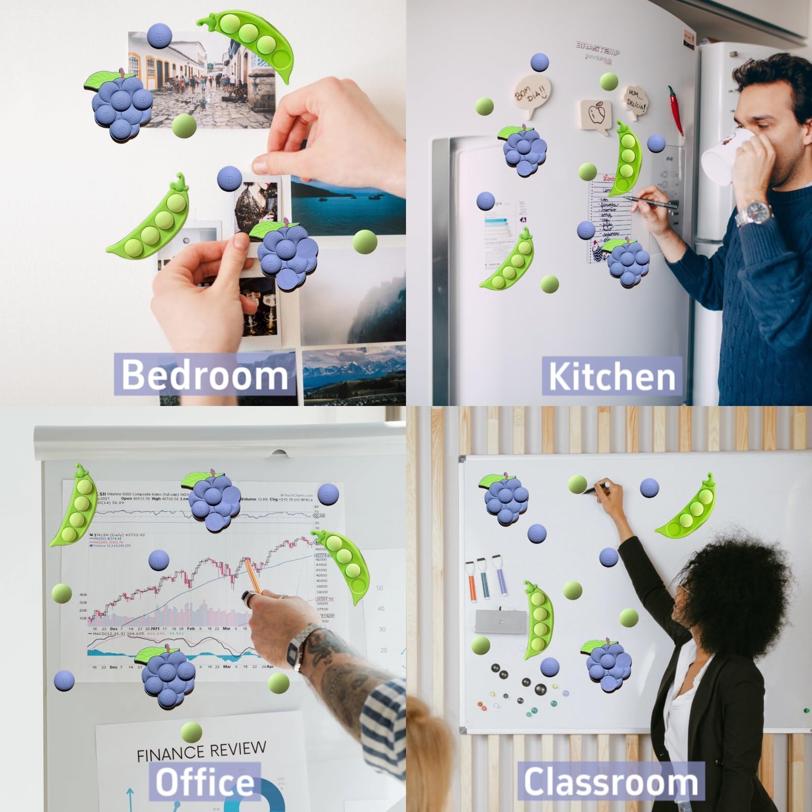 2 Pack 5-in-1 Fruit Fridge Magnets, Super Cute Fun Gift, 3D Resin Refrigerator Magnets, Funny Strong Magnets for Office School Whiteboard
