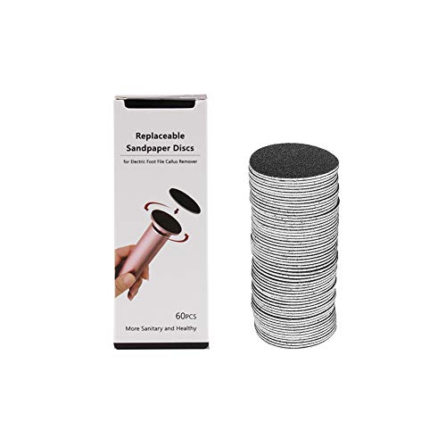 60pcs Self-Adhesive Sandpaper Disk Replacement Pad for Polishing Craft or Electric Foot File Callus Remover Use, Regular Coarse 180 Grit