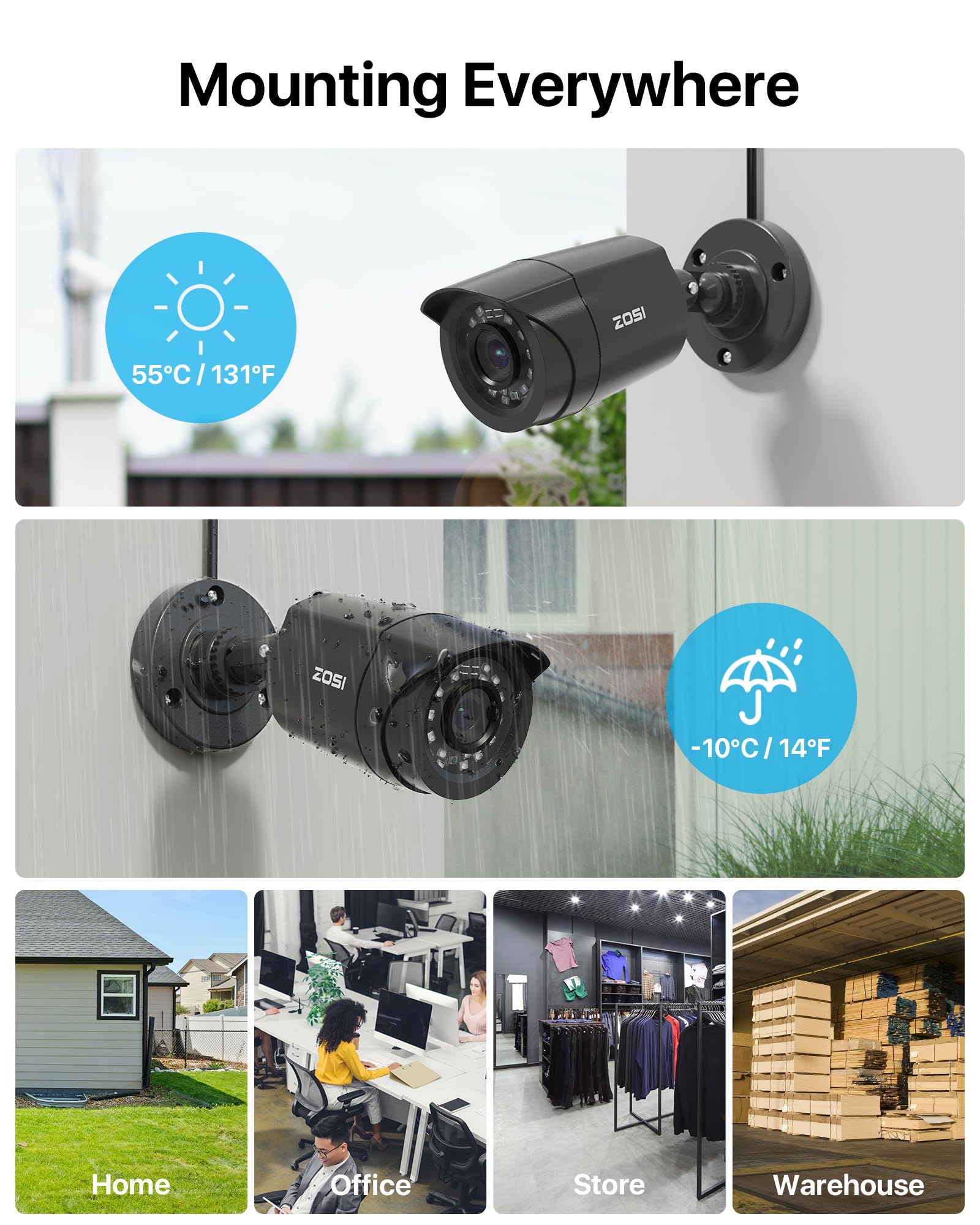 ZOSI 3K Lite 16CH Security Camera System with AI Human Vehicle Detection,Night Vision,8pcs Wired 1080P Outdoor Indoor Weatherproof Cameras,H.265+ 16 Channel CCTV DVR with 2TB HDD for 24/7 Recording