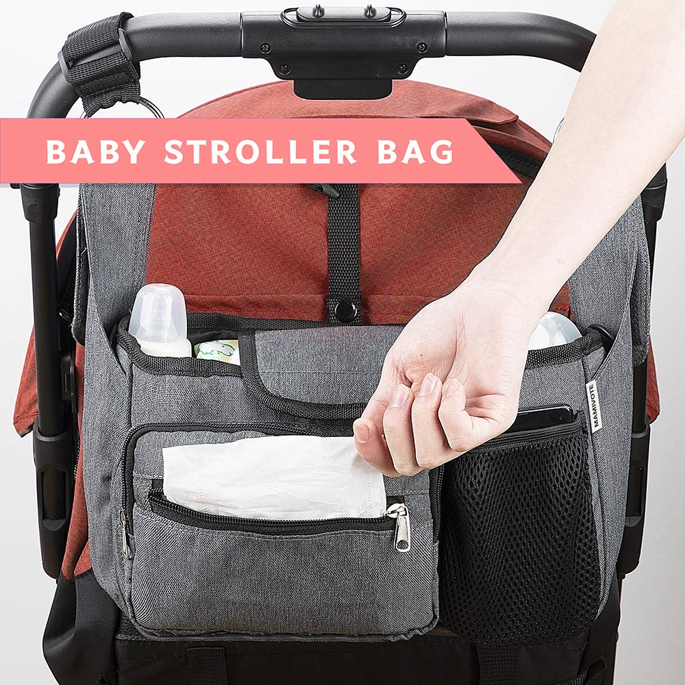 Baby Stroller Organizer with Non Slip Straps - Stroller Organizer Bag with Big Capacity, Waterproof Pocket and Insulated Cup Holders by LENTA MALL