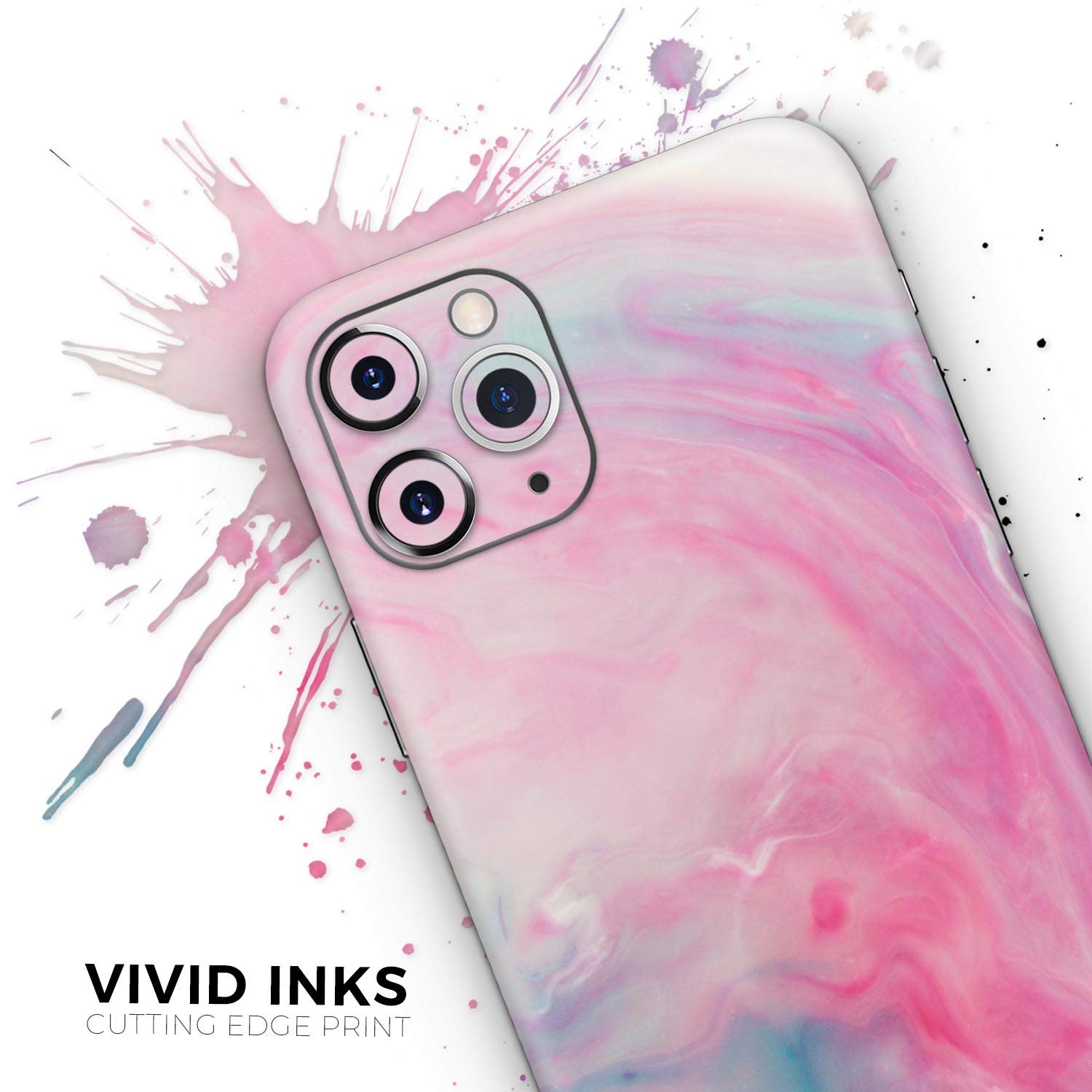 Design Skinz Marbleized Pink and Blue Paradise V712 Protective Vinyl Decal Wrap Skin Cover Compatible with The Apple iPhone 11 Pro Max (Screen Trim & Back Glass Skin)