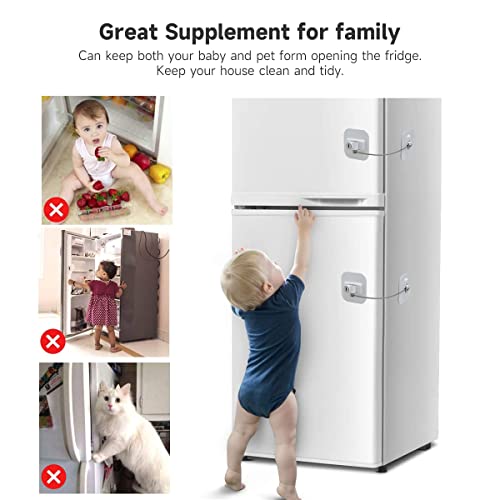 2 Pack Fridge Lock, Refrigerator Lock with Keys Child Safety Cabinet Locks Refrigerator Door Lock Freezer Lock with Strong Adhesive (White)