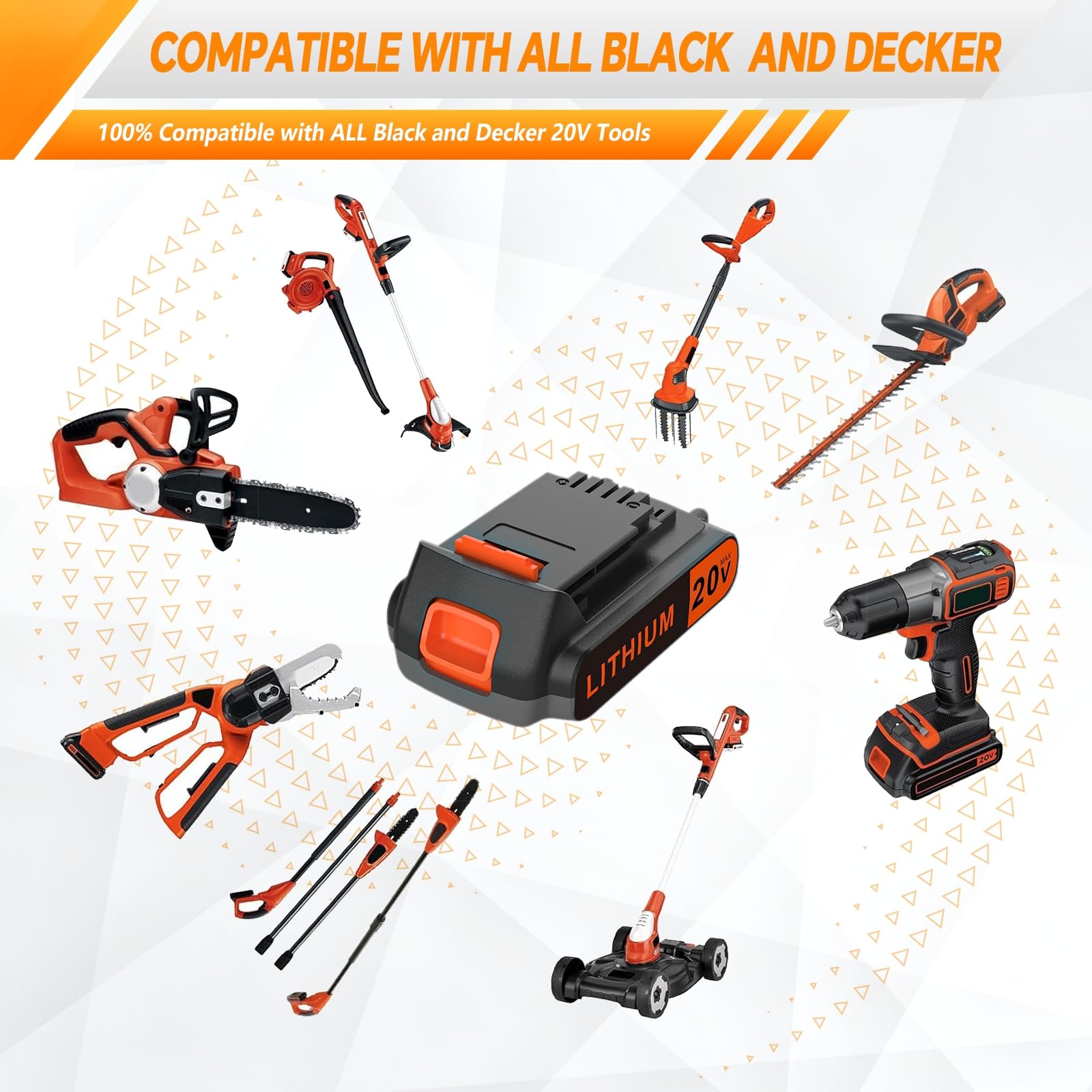 20 Volt MAX 2.0AH Battery Replacement for Black and Decker 20V Lithium-Ion Battery,Compatible with All Power 20V Black and Decker Power+ Tools