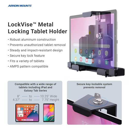 ARKON Mounts - Locking Forklift Tablet Mount with Adjustable Arm | Industrial Strength | Heavy-Duty Design | Adjustable | Boosts Warehouse Efficiency | Easy Install | Fits iPad and Samsung Tablets