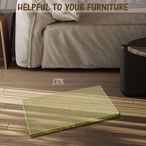 AccEncyc Cardboard Cat Scratcher Pads Cat Scratching Board for Indoor Cats 17x8.3x1 Inch Dual-Side Corrugated Cat Scratcher Reusable Cat Supplies - 1 Pack