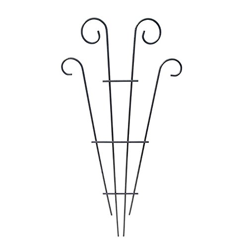 2 Pack Black Coated Wave Pot Trellis 23'' Stakes for Climbing Plants Patio Plant Support for Outdoor,Rose, Vegetable Flower, Backyard