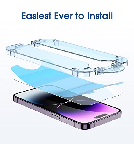 amFilm OneTouch Glass Screen Protector Compatible for iPhone 14 Pro 6.1 Inch 2022, Easiest Installation, Dynamic Island Compatible, Bubble Free and Full Coverage Case Friendly, Tempered Glass, 2 Pack