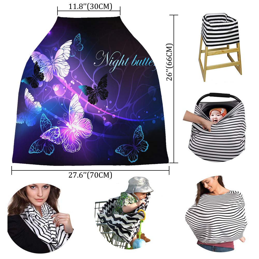 Nursing Covers for Breastfeeding Baby Stroller and Car Seat Combo Night Butterfly Carseat Canopy Baby Cart High Chair Infinity Scarf