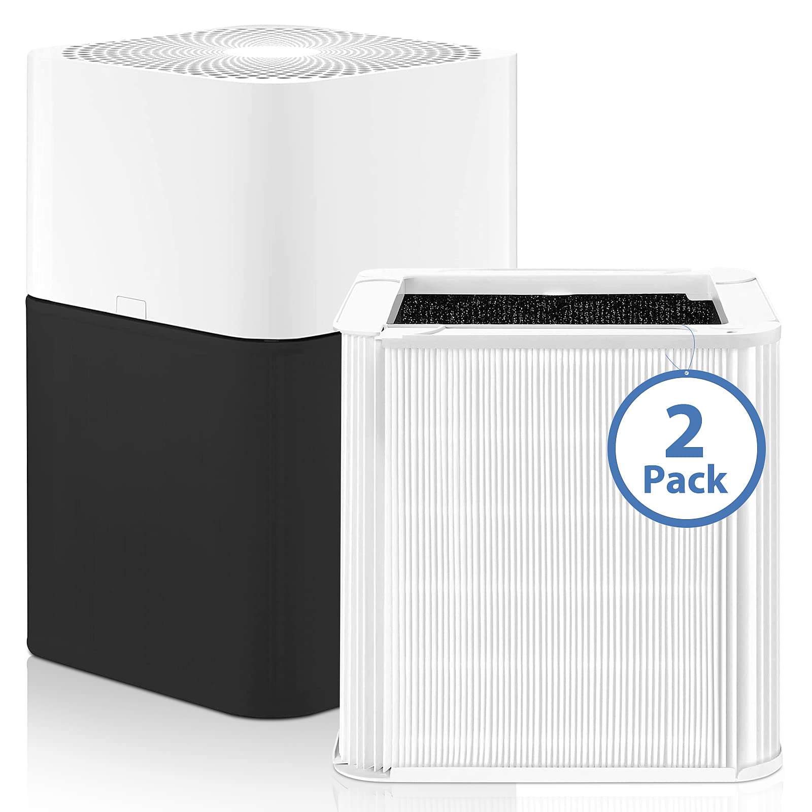 2 Pack Blue Pure 211+ True H13 Grade HEPA Replacement Filter Compatible with Blueair Blue Pure 211+ Air Purifier, Foldable Particle and Activated Carbon Replacement Filter (2 Pack)