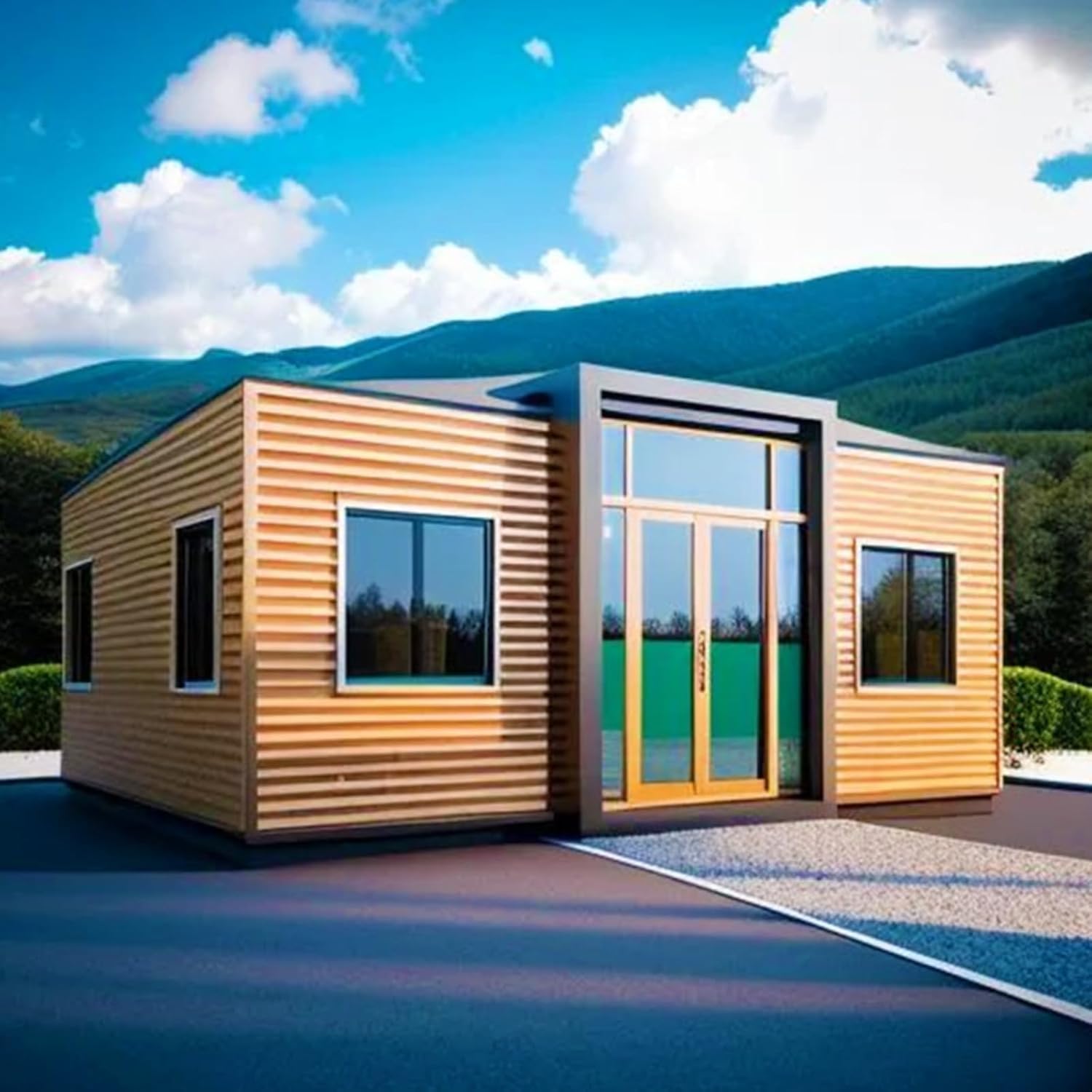 20‘x20’ 2 Room Prefab House with Toilet Bathroom Kitchen Tiny Home to Live in for Adults Mini Foldable Mobile Container Home Modular Guest Homes kit casas prefabricadas para Vivir