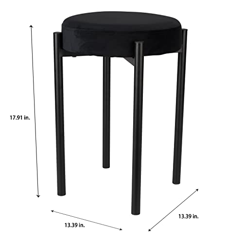 Home Details Dimensions: 13.4" x 13.4" x 17.9" | Easy to Assemble | Stylish Cushion | Compact Design | Black Velour Vanity Stool