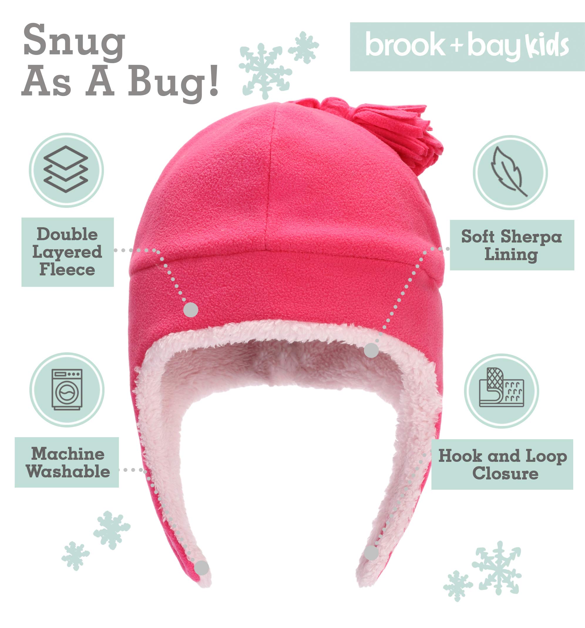 Brook + Bay Toddler Hat & Glove Set - Toddler Mittens & Winter Hat - Baby Fleece Hat for Infant Kids Set 6-18 months - Pink