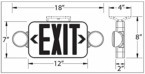 Black LED Exit Sign Emergency Light Combo with Green Letters