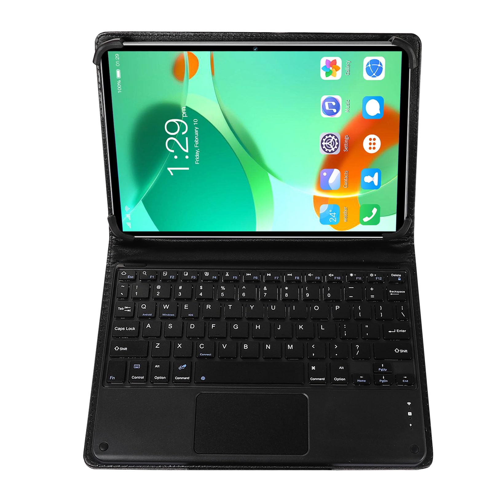2 in 1 Tablet, 10.1 Inch 6GB 128GB 8 Core CPU Tablet with Keyboard, 5G WiFi 4G Calling FHD Tablet for Android 12 for Office, Business, Gaming 100‑240V (US Plug)