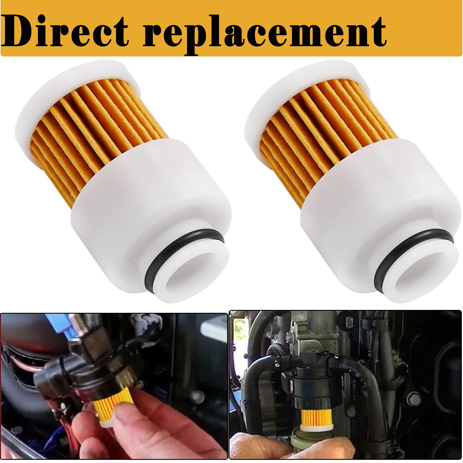 2 Pack 68V-24563-00-00 Fuel Filter Yamaha 50HP 60HP 75HP 90HP 115HP 4 Stroke Outboard Replaces Sierra 18-7979 Mercury 881540 filter 3 Microscopic OE Filtration Rating