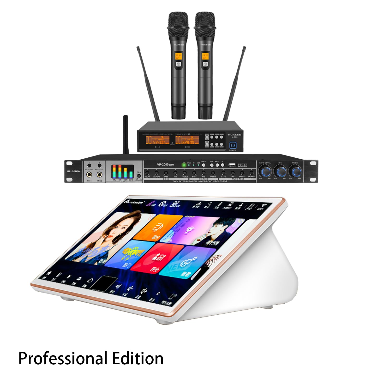 2022 New inandonkod Karaoke Machine 音王KV-503 Max 21.5 Inch Touch Screen Wireless Microphone with Effect Cloud Update Download Song Family Party Karaoke Playback (6T Harddisk, Black)