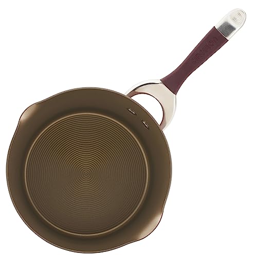 Circulon Symmetry Hard Anodized Nonstick Sauce Pan/Saucepan with Straining and Lid, 3.5 Quart, Red