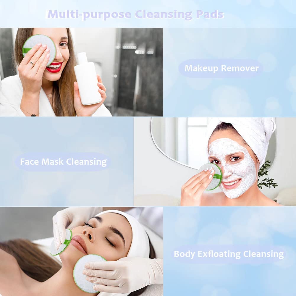 DaskFire Reusable Makeup Remover Pads, Facial Make Up Removal Wipes, Washable Face Cleaning Cloths, Hypoallergenic for Mascara, Eye Shadow, Lipstick, Foundation -3 pcs, 4.5" Dia