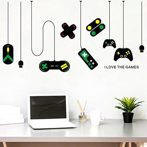 Amaonm Removable Creative Game Controllers Vinyl Wall Decal Peel & Stick Art Decor Games Wall Stickers for Kids Children Boy Bedroom Playroom Nursery Walls Background Decoration (31"h x 55"w)