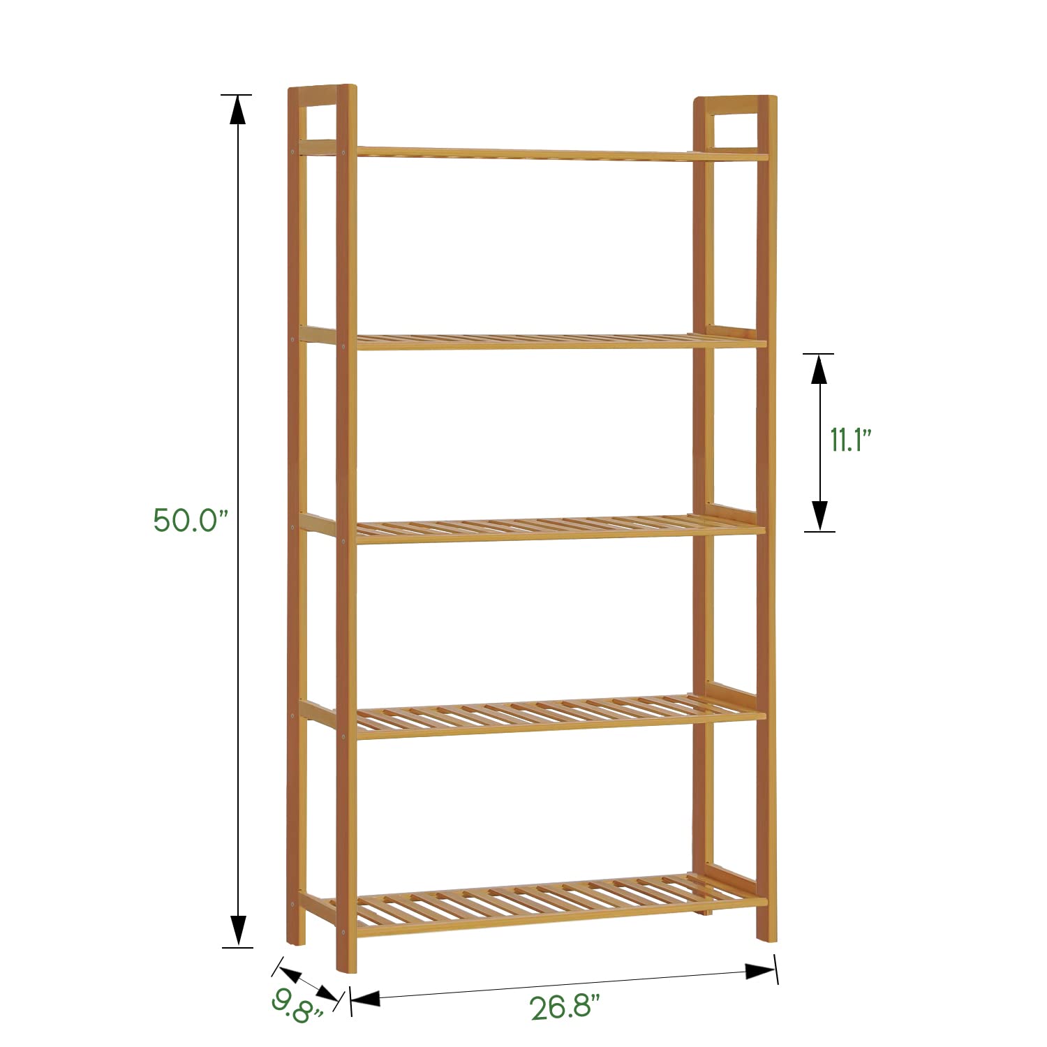 MoNiBloom 5 Tier Bamboo Shoe Rack with Handles, Bamboo Adjustable Storage Shoe Stand Organizer for 16-20 Pairs Home Entryway Hallway Office Bedroom Balcony, Natural
