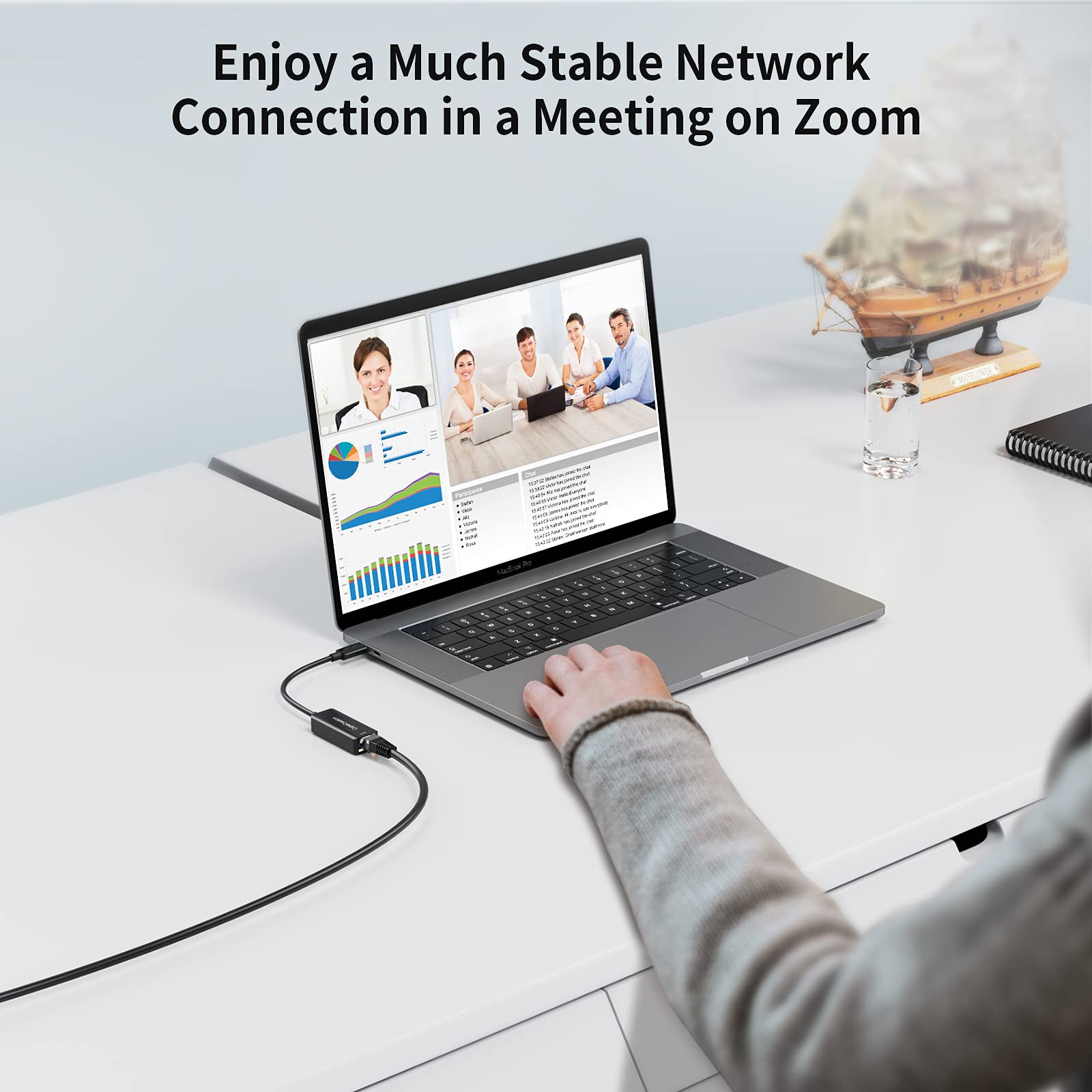CableCreation USB C to 2.5G Ethernet Adapter, USB C 3.1 to RJ45 2.5 Gigabit LAN Thunderbolt 3, Compatible with MacBook Pro MacBook Air iPad Pro Surface Pro 7 Dell XP15 13 Chromebook Windows Mac OS