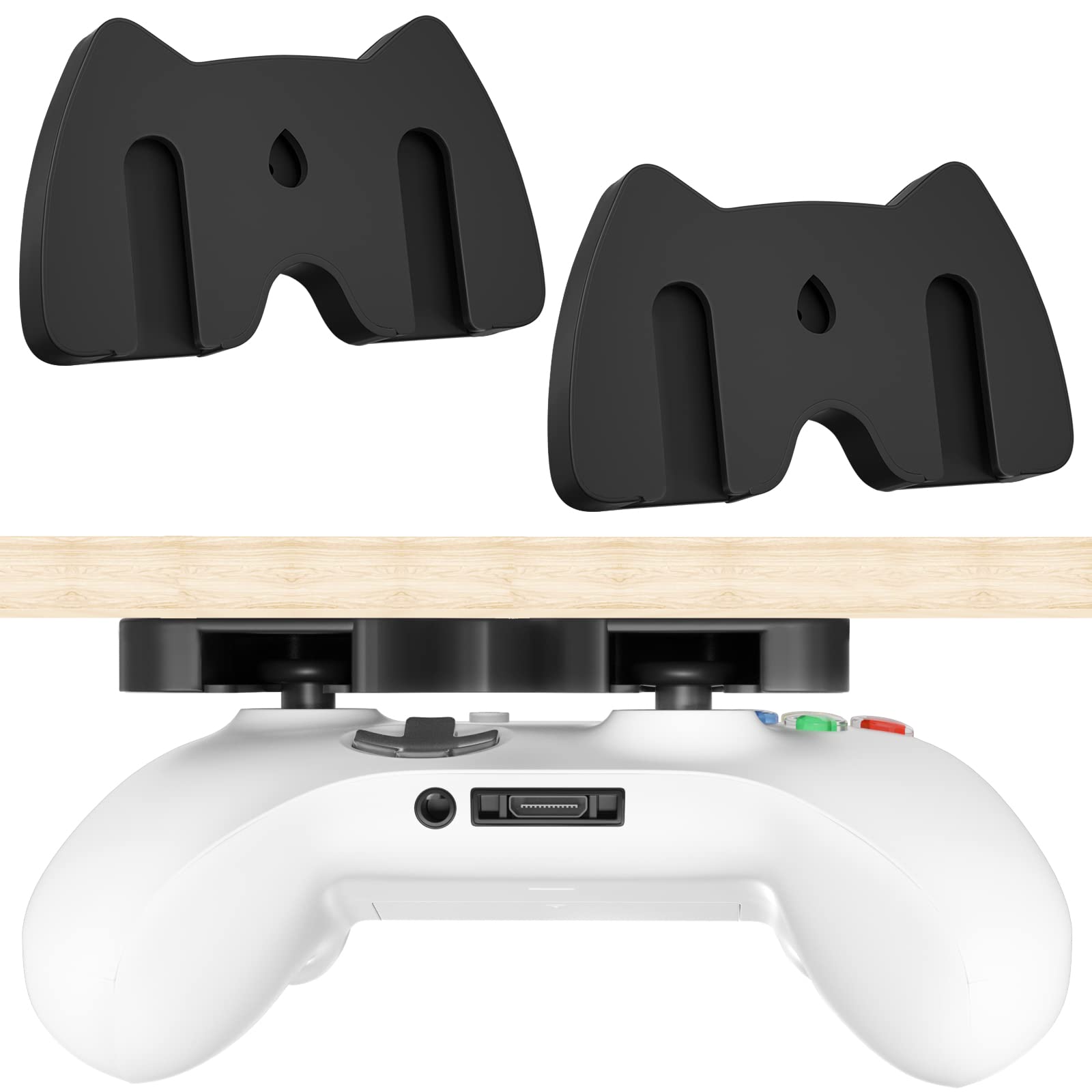 2 Pcs Controller Desk Mount compatible with Xbox Series X/S/Xbox One/Xbox One S/Xbox 360, No Drilling Stick Under Desk Stand Hanger Fit for Xbox Gaming Controllers, Controller Storage Rack Easy to Access