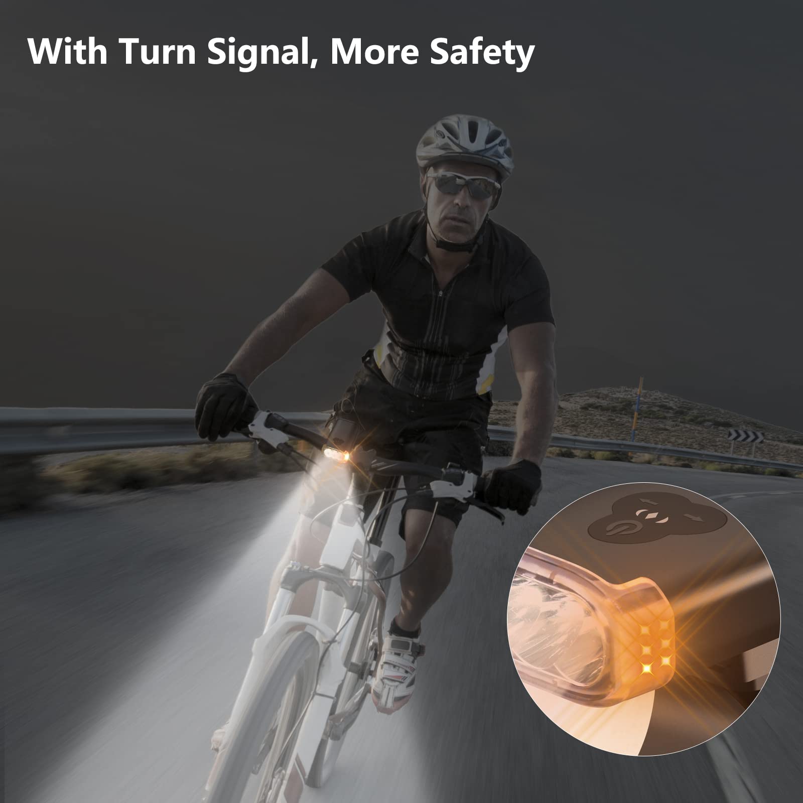 2022 Newest Bike Lights for Night Riding, 5000 Lumen USB Rechargeable Super Bright Headlight with Turn Light, 4 Modes Taillight, Waterproof Runtime 12+ Hours for Cycling Road Mountain,5200 mAh Battery