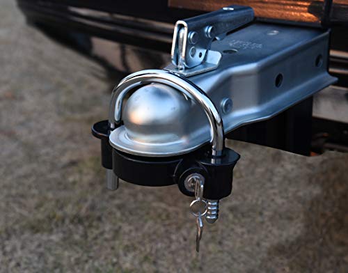 TOPTOW 63507 Trailer/RV Coupler Hitch Lock, Universal Fits for 1-7/8", 2" & 2-5/16" Couplers, Tow Ball Style
