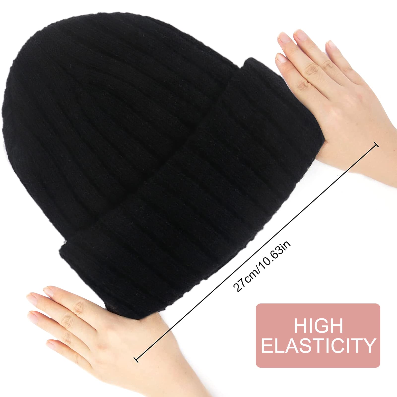 Newborn Baby Wool Hat Cap Turban Toddler Warm Hat Kids Baby Cap Set (White+Pink)