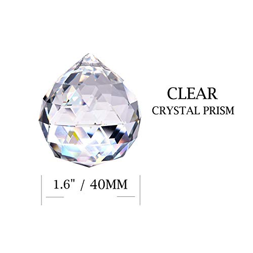 Clear Crystal Prism Ball Suncatchers Window Prisms Suncatcher, 40MM / 3 Pack