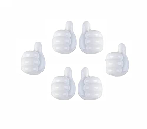 6Pcs Multifunctional Clip Holder Thumb Hooks Wire Organizer Wall Hooks Hanger Strong Wall Storage Holder for Kitchen Bathroom (Transparent)
