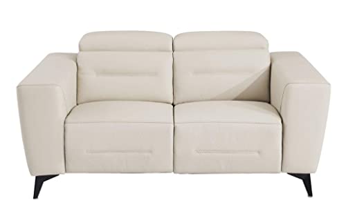 Blackjack Furniture Ferrara Power Reclining Sofa Loveseat with USB Ports to Charge Devices, Adjustable Multi-Position Headrests, Wall Hugger Design, 64.3" W, Beige