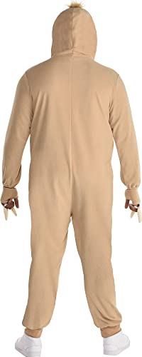 amscan Sloth Zipster Jumpsuit- Plus XXL For Adult | Light Brown and Beige - 1 Pc