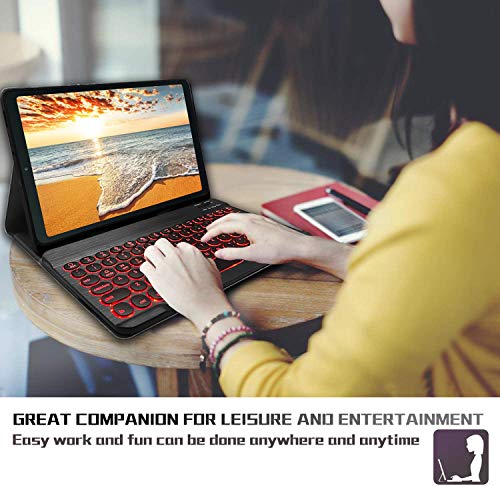 REAL-EAGLE Galaxy Tab S8 2022/ S7 2020 11 Inch Backlit Keyboard Case, 7 Color Backlight Detachable Wireless Keyboard with Filo Case Fit Samsung Galaxy Tab S8/ S7 SM-X700/X706/T870/T875/T876,Black