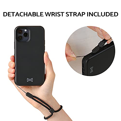 TORU CX PRO Case for iPhone 12/12 Pro, with Card Holder | Slim Protective Shockproof Cover with Hidden Credit Cards Wallet Flip Slot Compartment Kickstand | Include Mirror and Wrist Strap - Black