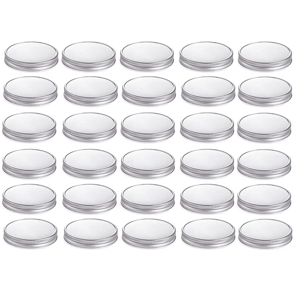 30 Pcs Regular Mouth Mason Jar Lids ,Leak Proof Secure Mason Storage Solid Caps,Metal Mason Canning Lids Decorative Mason Jar Caps for Food Storage.