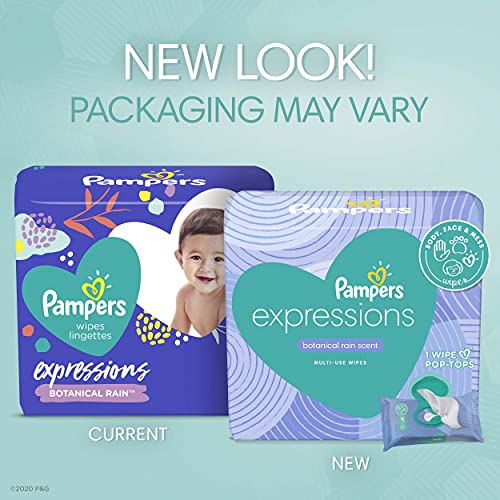 Baby Wipes, Pampers Expressisons Botanical Rain Scented, 1X Pop-Top Pack, 56 Count