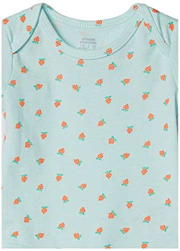 Amazon Essentials Baby Girls' Short-Sleeve Bodysuits, Pack of 6, Fruit/Girls, 3 Months